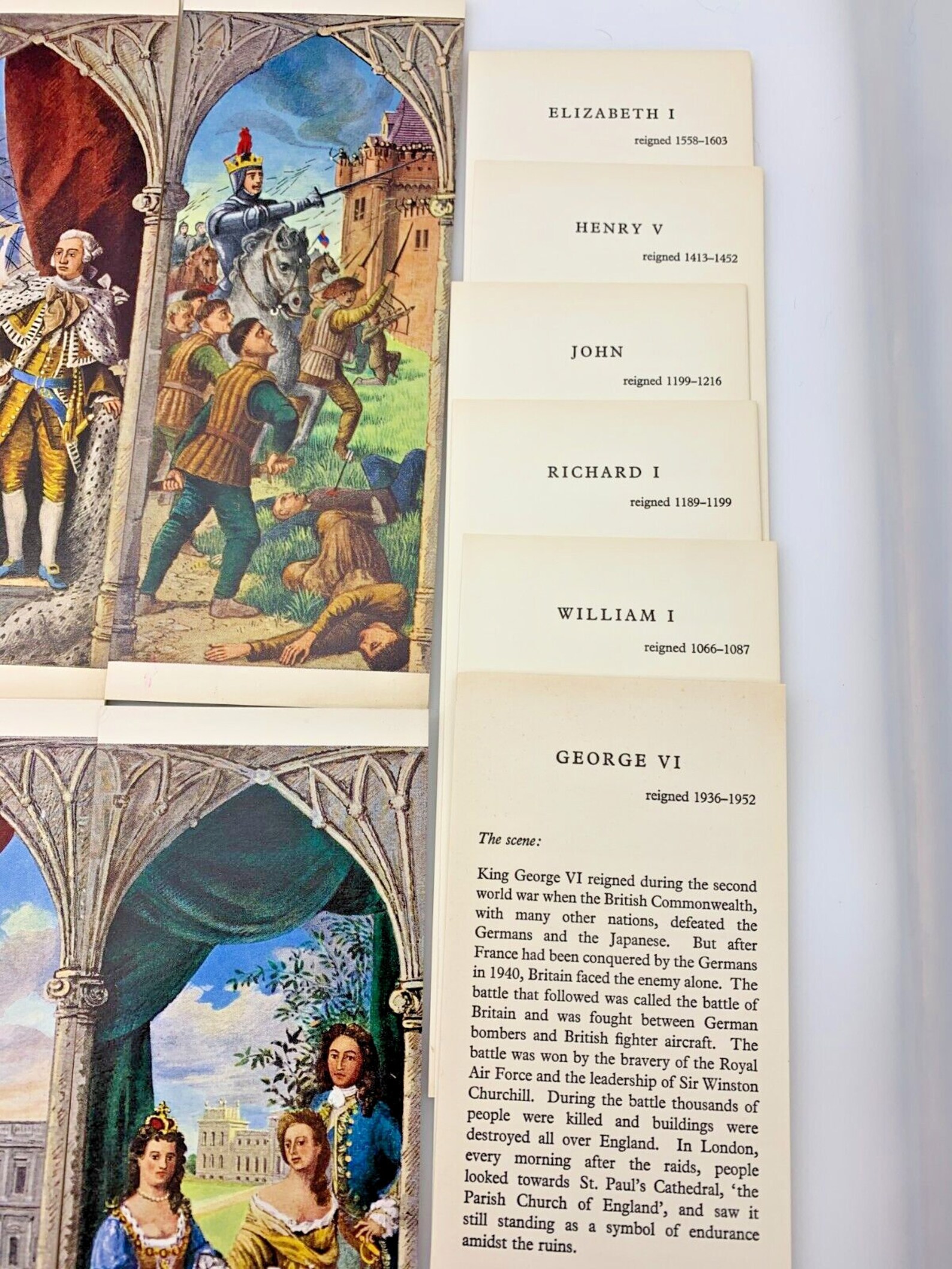 RARE 1958 Pictorama #5- KINGS & QUEENS History/picture Ed Card Game ...
