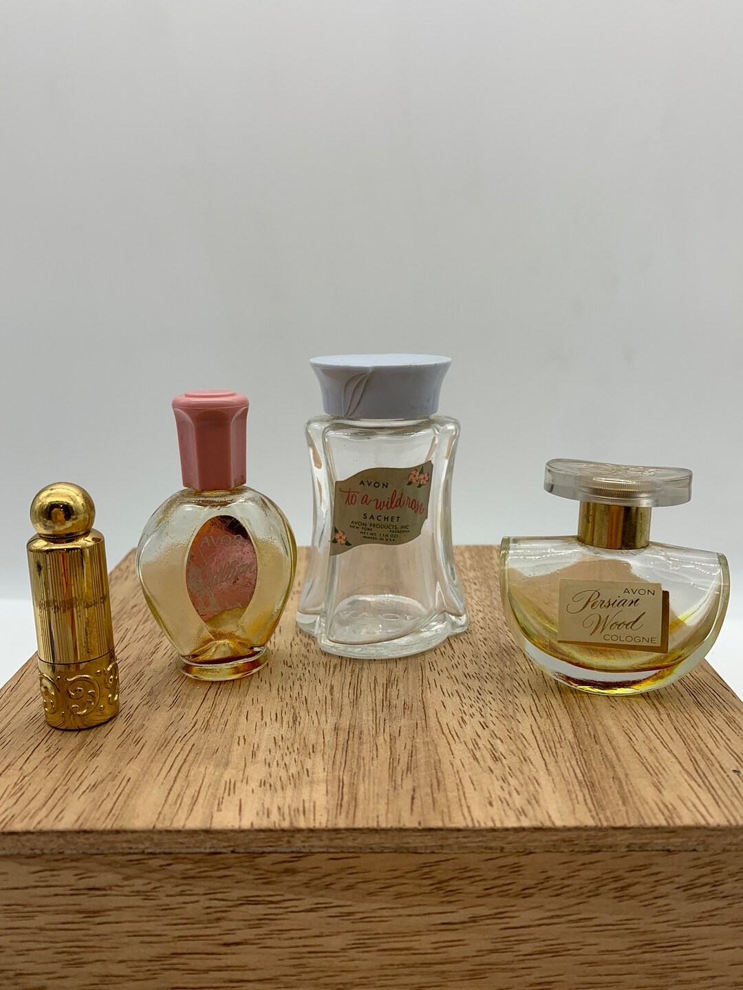 4 Empty Mini Avon Perfume Bottles VTG Midcentury- to a Wild Rose ...
