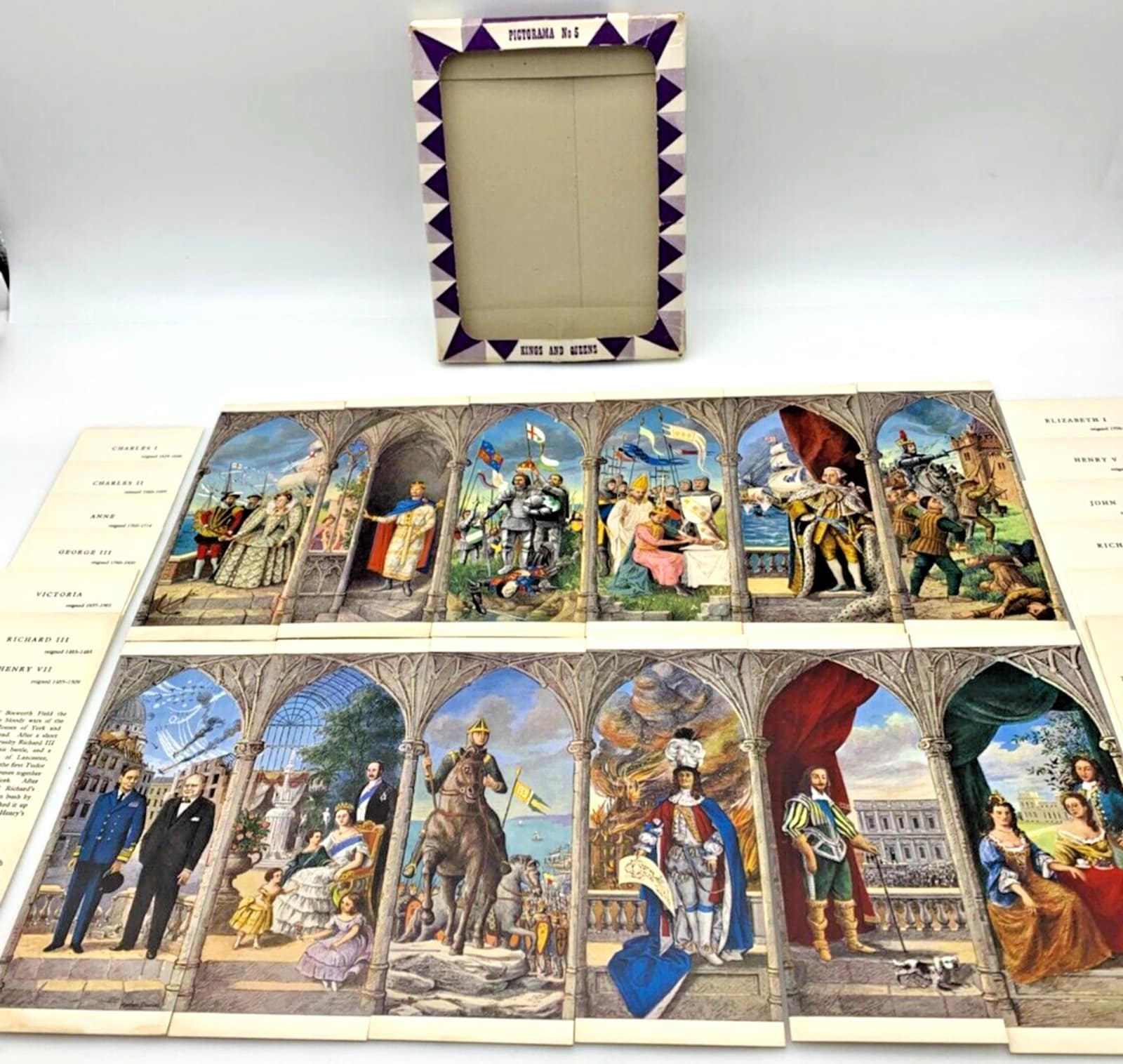 RARE 1958 Pictorama #5- KINGS & QUEENS History/picture Ed Card Game ...