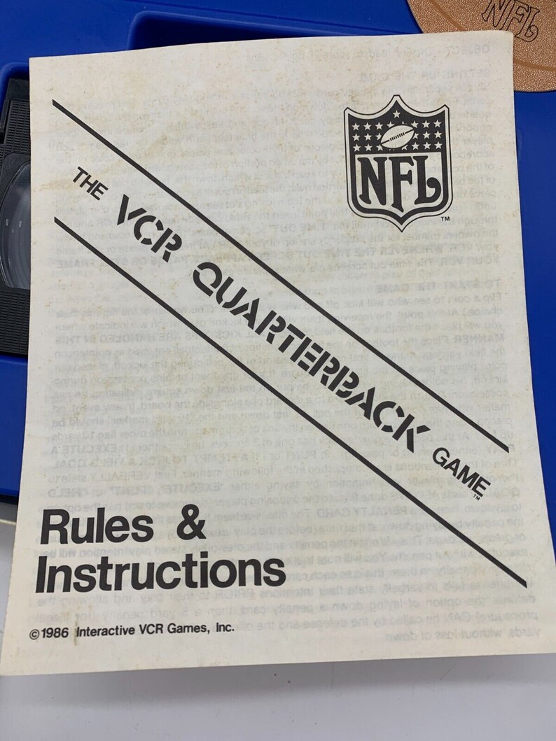 1986 NFL VCR VHS Quarterback Game Complete Untested National Football ...