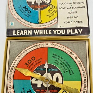 VTG 1933 THE 400 Trivia Quiz Board Game Complete + Extras/8 Question ...