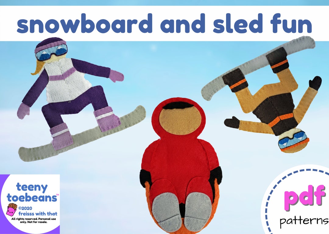 Felt Snowboard & Sled Applique Sewing Patterns: Winter Fun (PDF) - Etsy