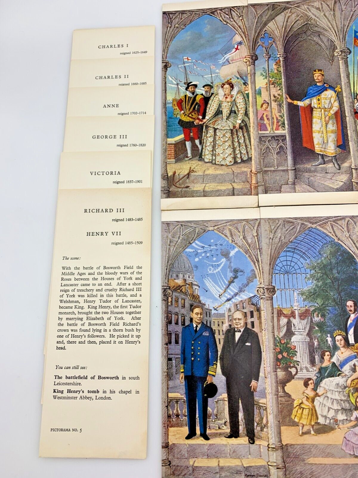 RARE 1958 Pictorama #5- KINGS & QUEENS History/picture Ed Card Game ...