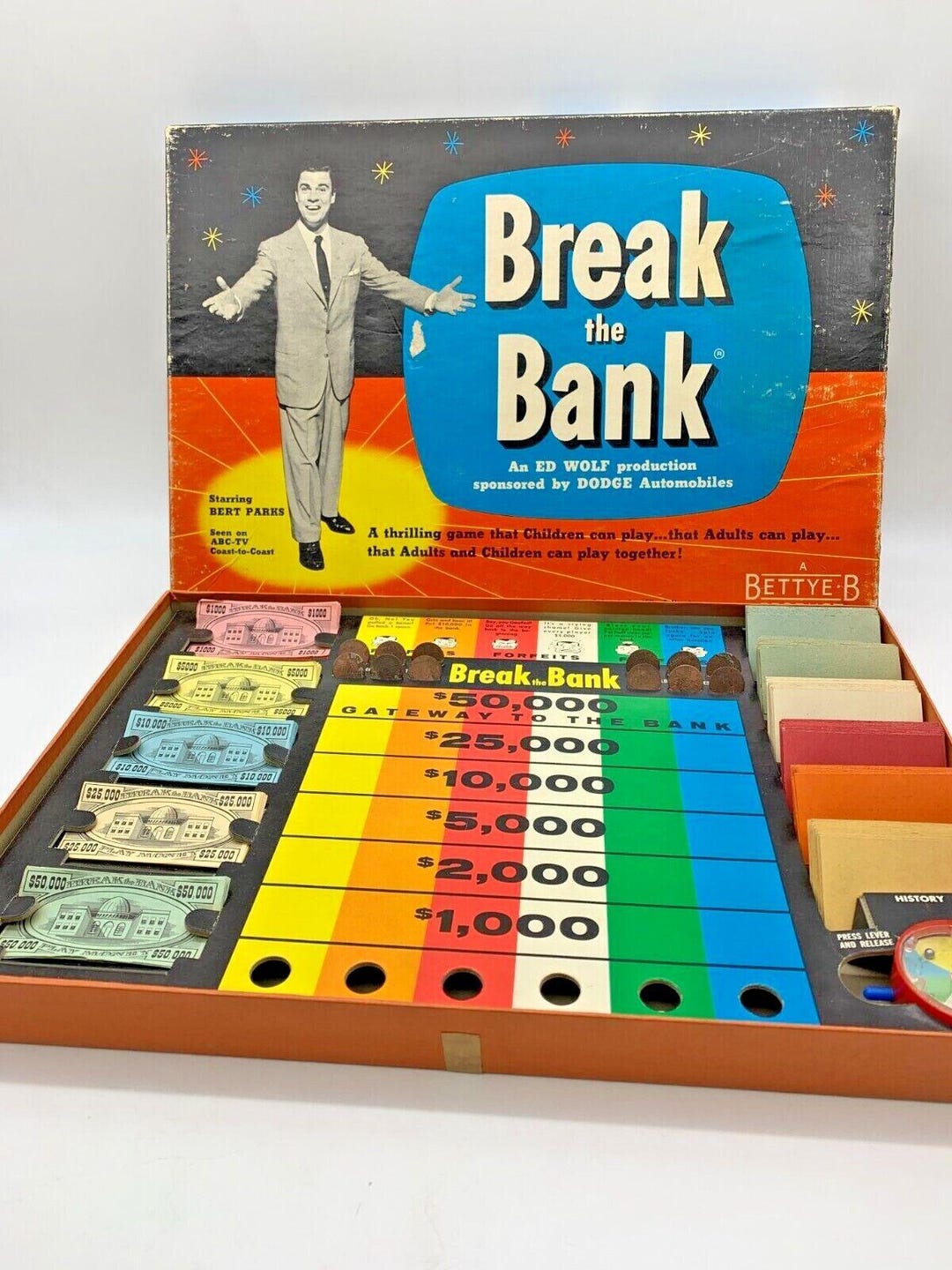 VTG 1955 Break the Bank Trivia Quiz Board Game Bert Parks Bettye-b -no ...