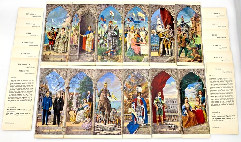 RARE 1958 Pictorama #5- KINGS & QUEENS History/picture Ed Card Game ...