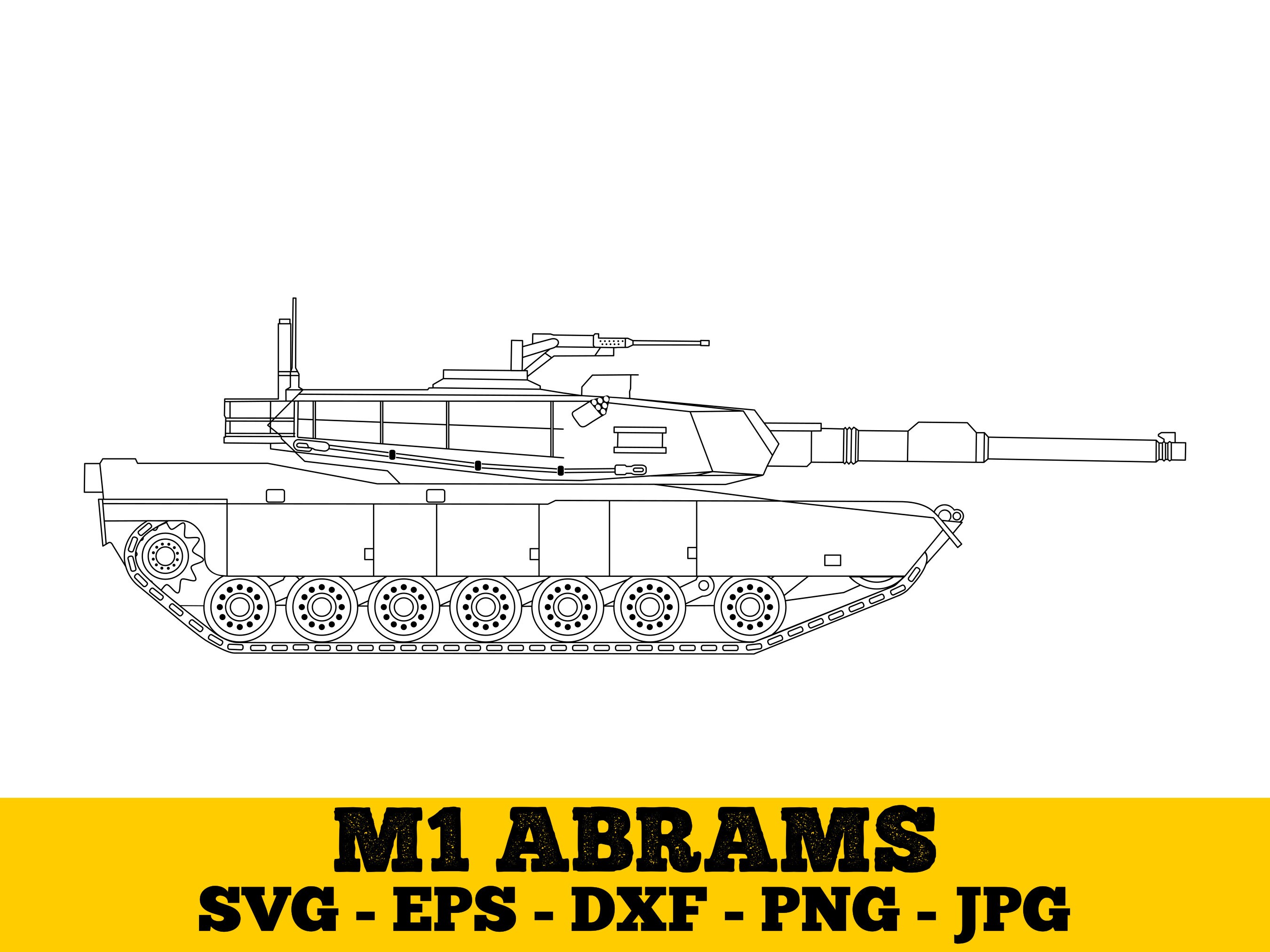 Abrams Tank Svg, Eps, Dxf, Png, Jpg. M1 Abrams| Armor Vehicle Svg ...