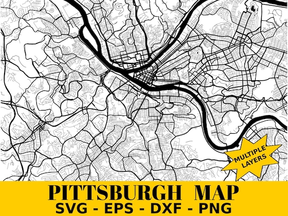 Pittsburgh Map Multiple Layers Map Detailed Pittsburgh Map - Etsy