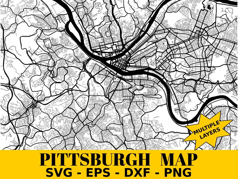 Pittsburgh Map, Multiple Layers Map | Detailed Pittsburgh Map for Laser ...