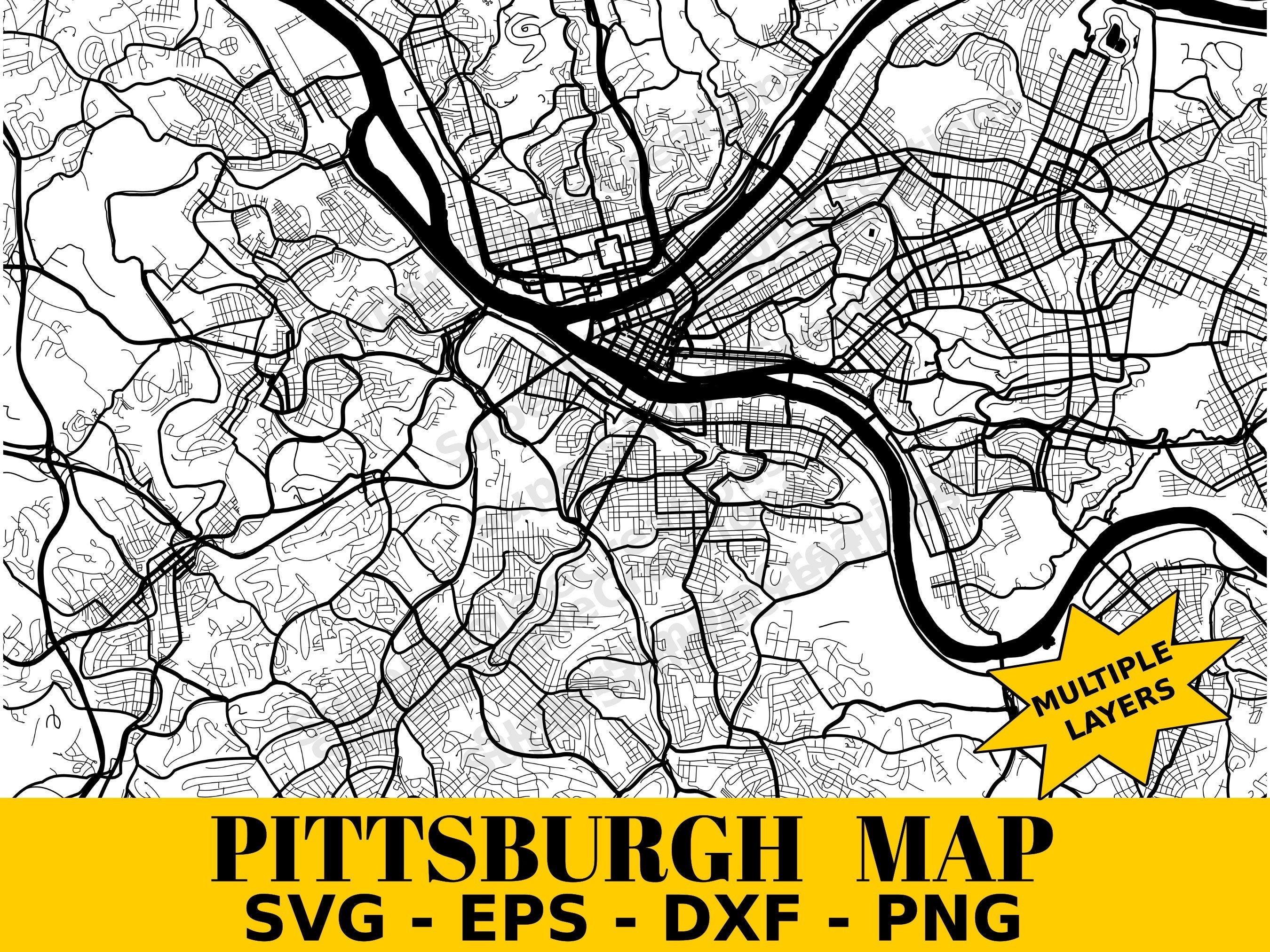 Pittsburgh Map, Multiple Layers Map | Detailed Pittsburgh Map for Laser ...