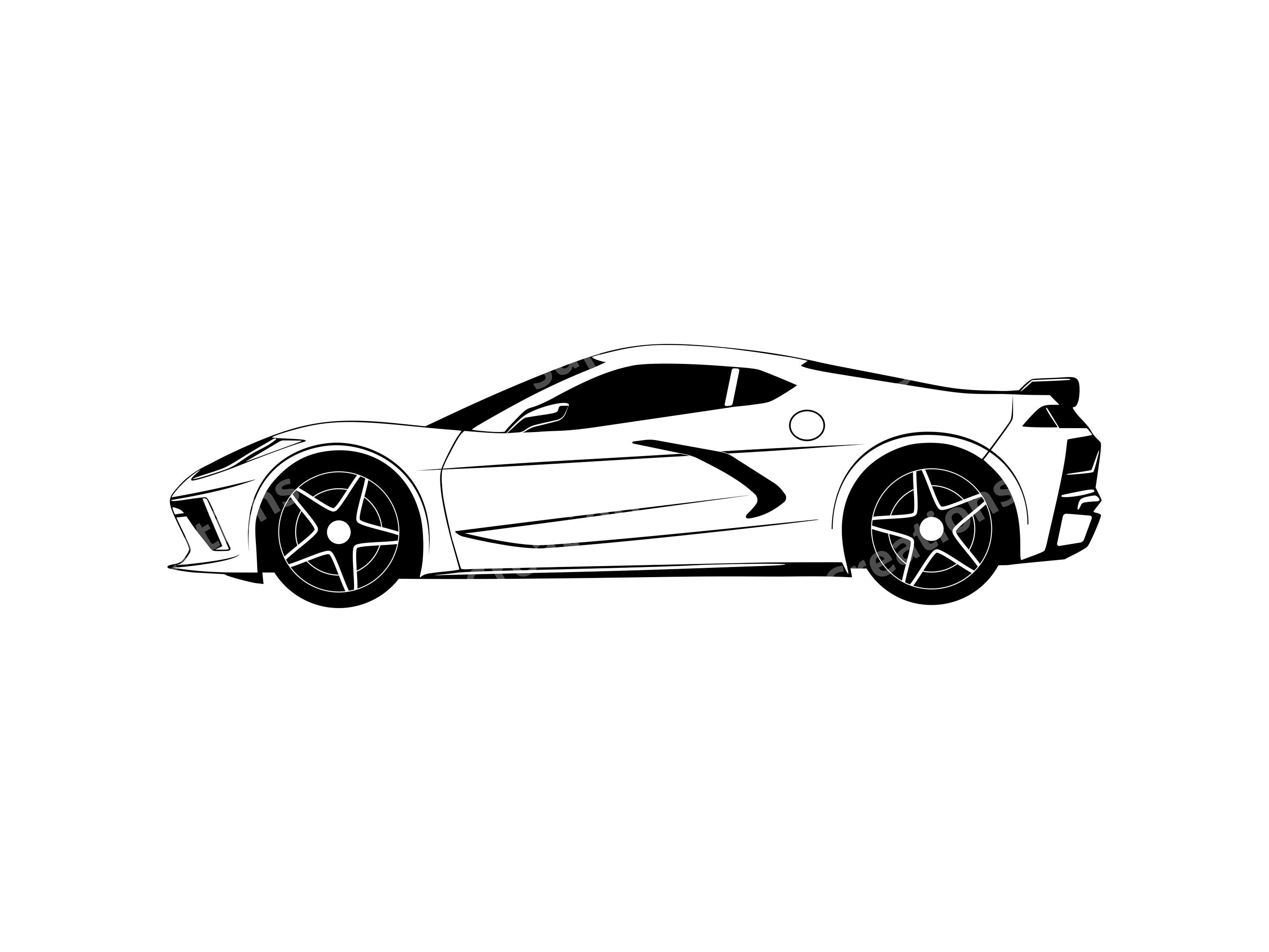 Corvette 2020 C8 Svg, Eps, Dxf and Png | Digital | Vector Image ...