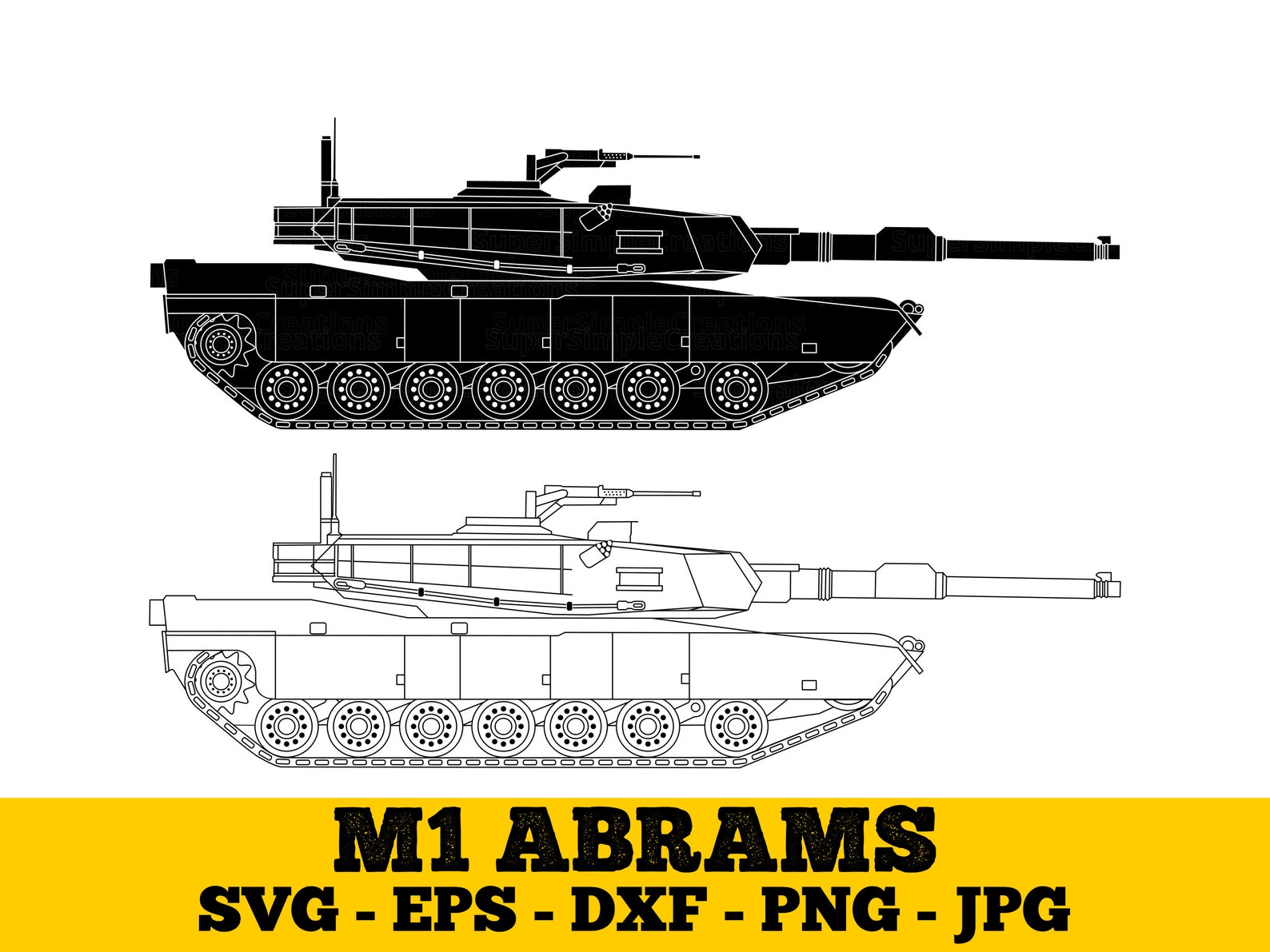 Abrams Tank Svg, Eps, Dxf, Png, Jpg. M1 Abrams| Armor Vehicle Svg ...