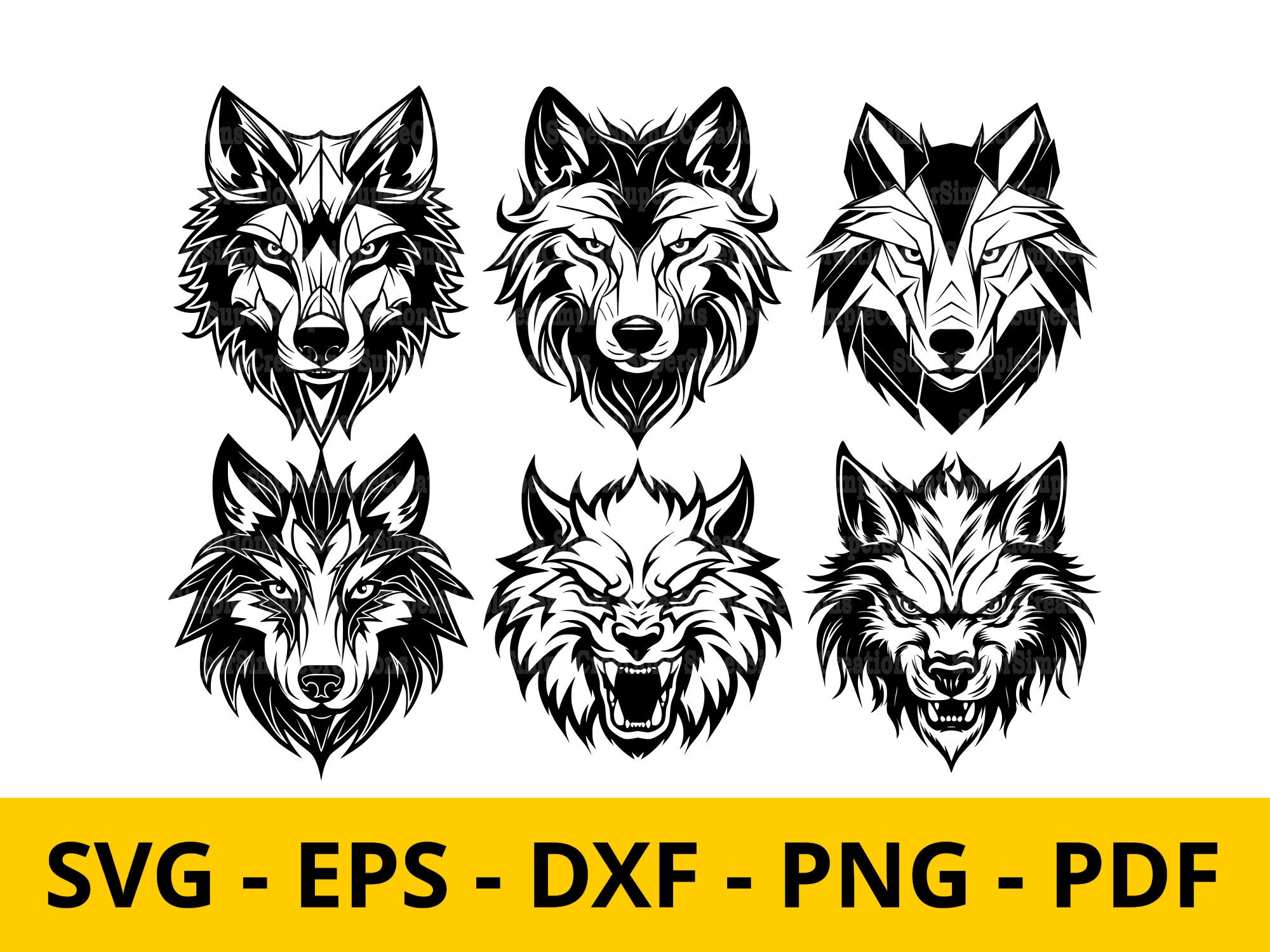 Wolf Bundle Svg - Comercial Use Clipart Art Digital Download T-shirt ...