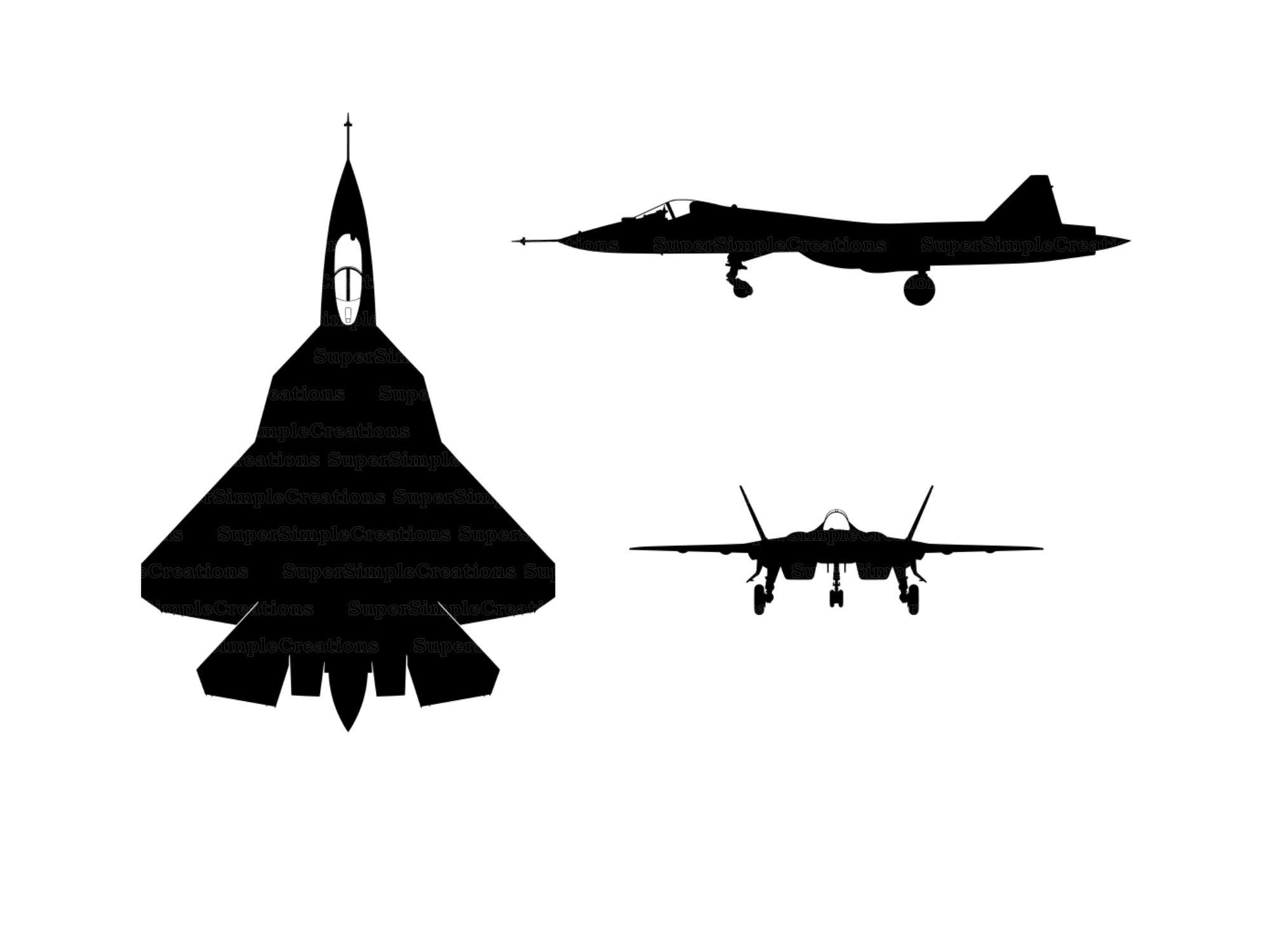 Stealth Fighter SU-57 | Clipart | Warbird Jet Fighter Vector Military ...