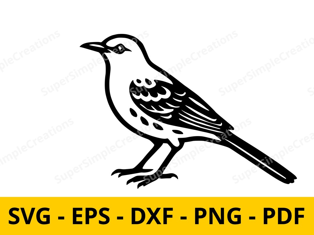 Mockingbird Svg Png Eps Dxf Pdf | Songbird Clipart | Bird Silhouette ...