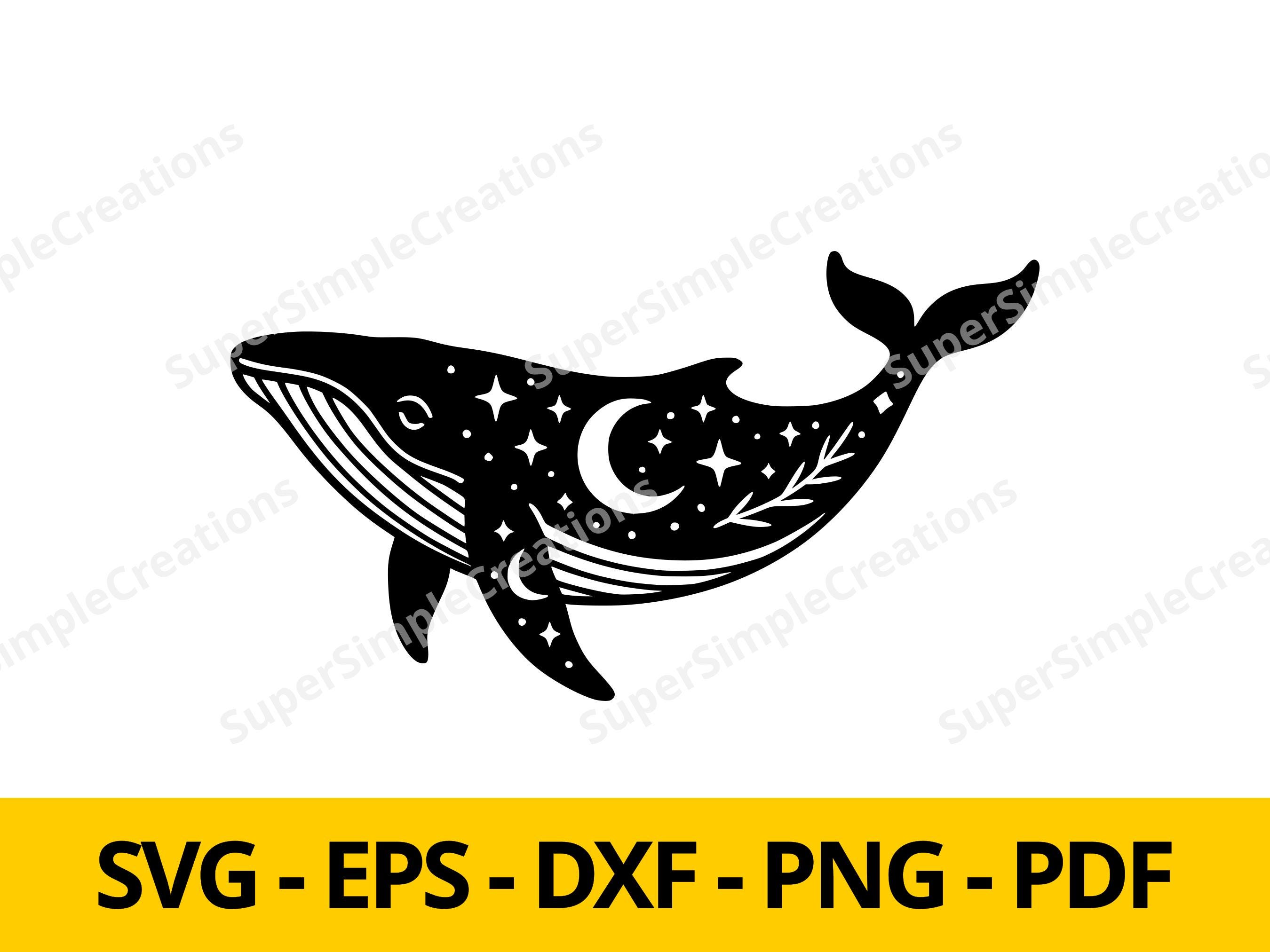 Humpback Whale Svg Side View With Stars and Moons | Celestial Tribal ...