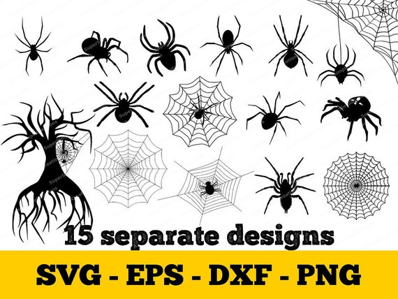 Spider Spider Web Halloween Svg Eps Dxf and Png Vector | Etsy