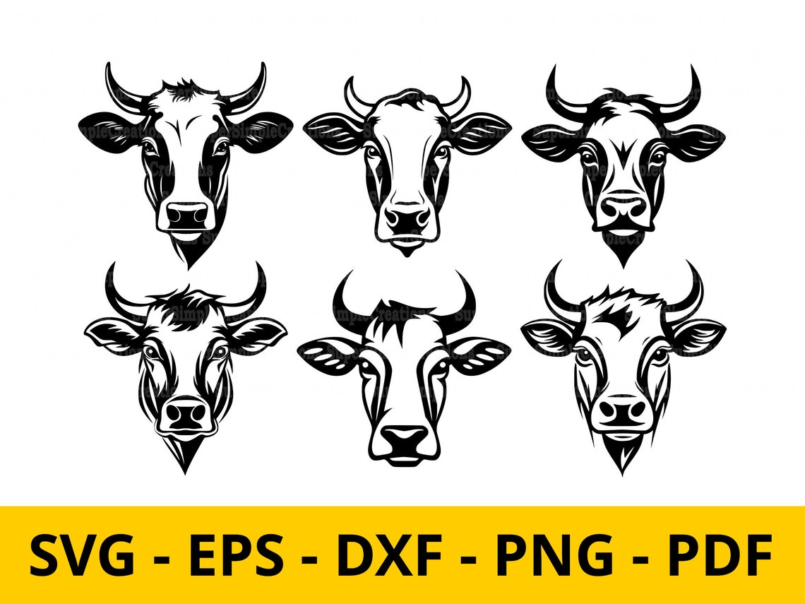 Cow Bundle Svg Cow Laser Engraving Art Vector File Clipart Art Digital ...