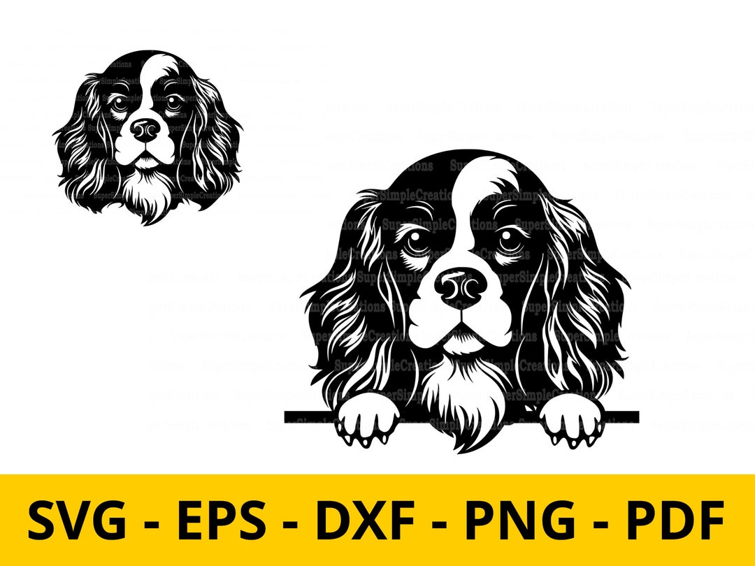 Cavalier King Charles Spaniel Peeking Dog Clipart Vector - Cute and ...