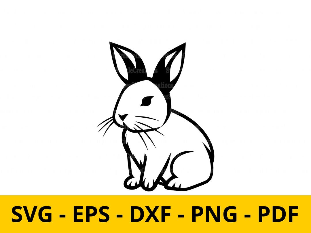 Bunny Vector - Rabbit Svg Comercial Use Clipart Art Digital Download T ...