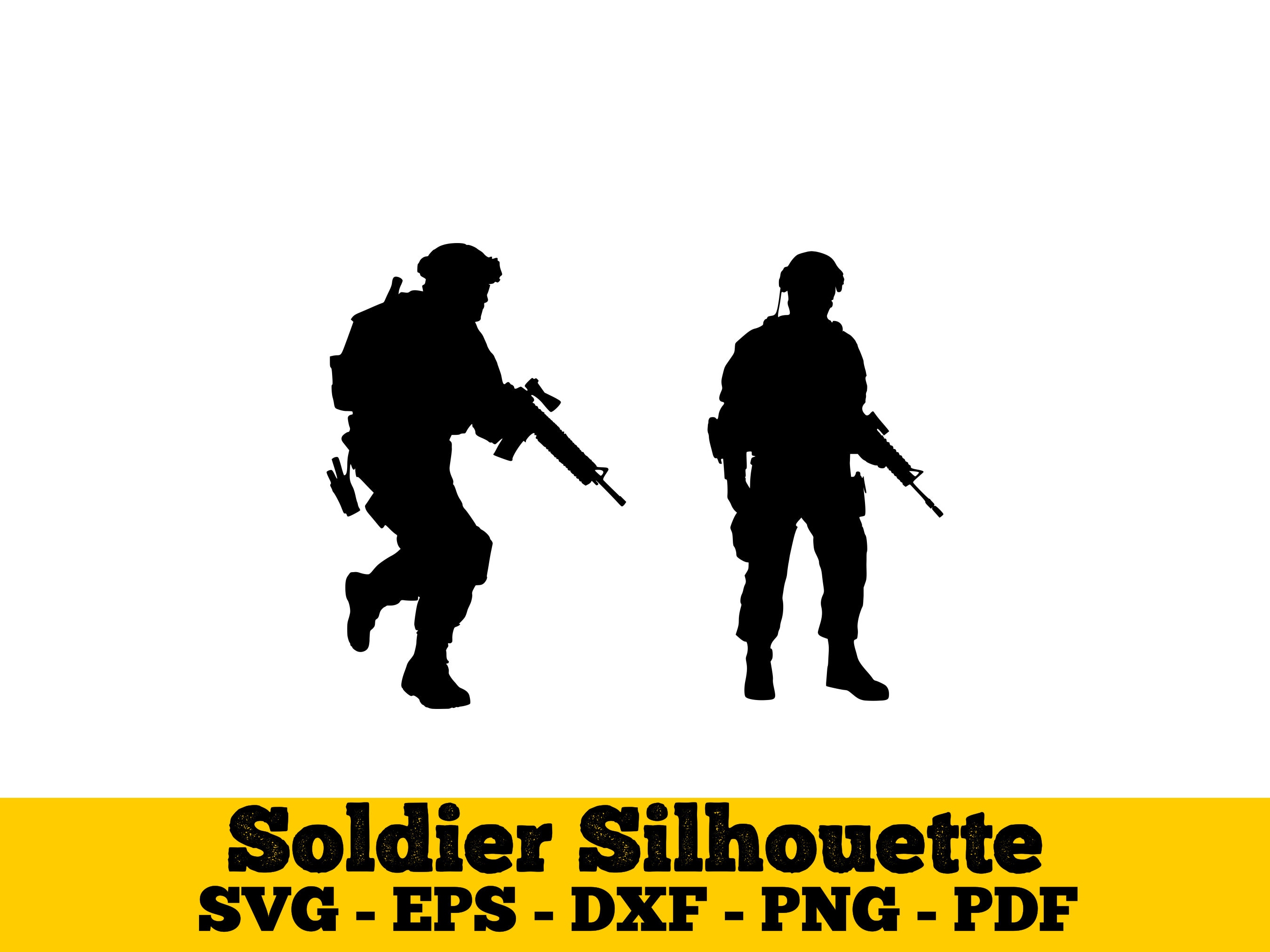Soldier Silhouette Svg, Eps, Dxf and Png | Military Man Svg| Vector ...