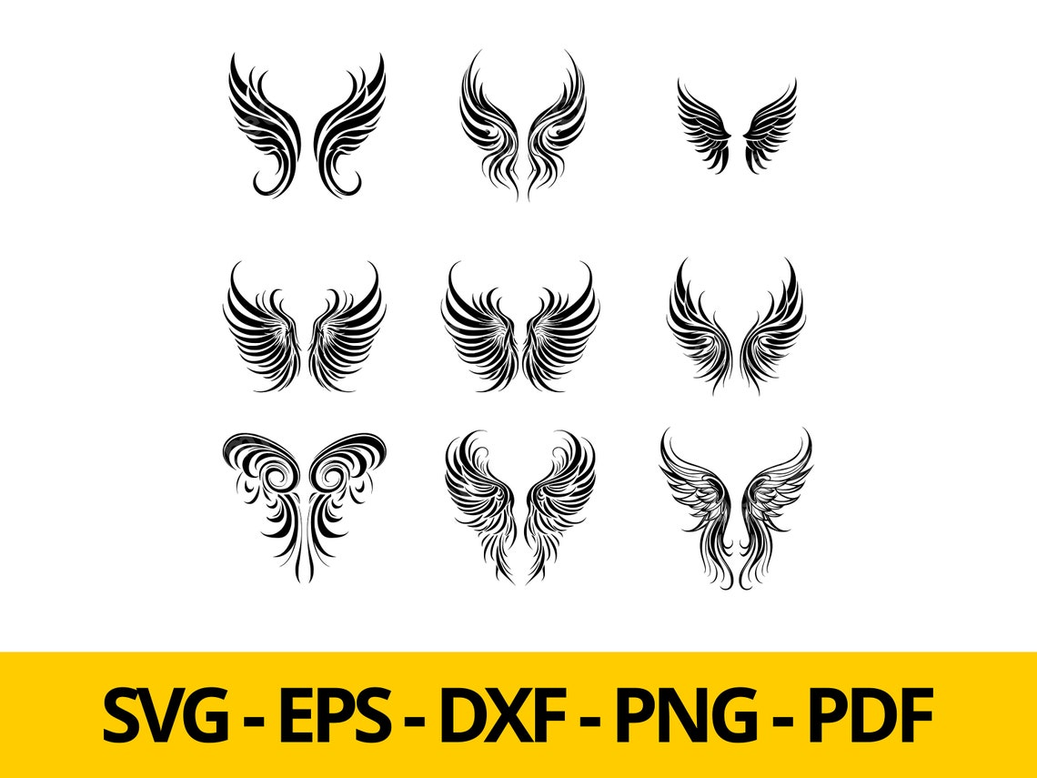 25 Wings Svg Files Angel Wings Clipart Wing Art Digital Download T ...