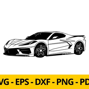 Corvette 2020 C8 Svg, Eps, Dxf and Png | Digital | Vector Image ...