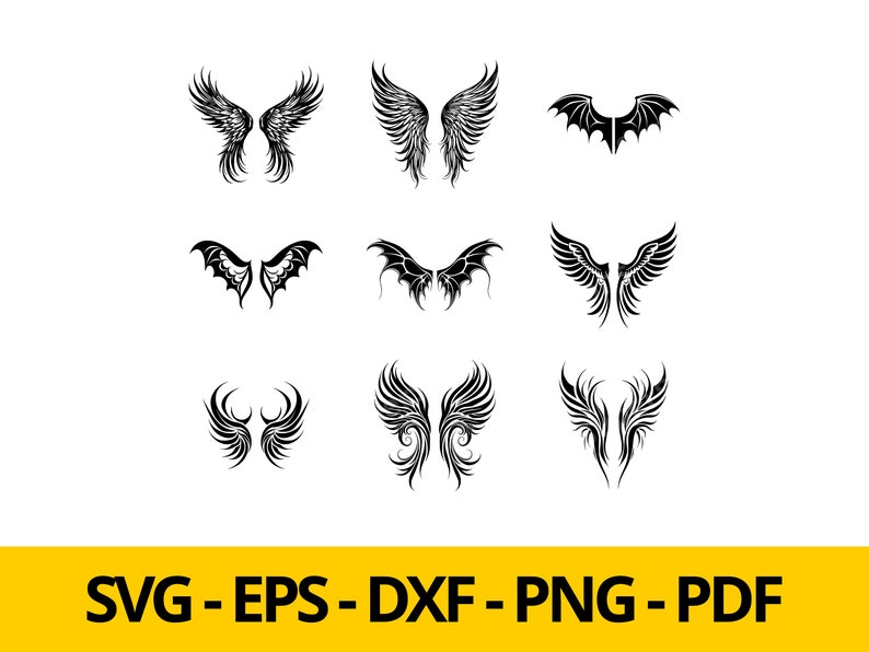 25 Wings Svg Files Angel Wings Clipart Wing Art Digital Download T ...