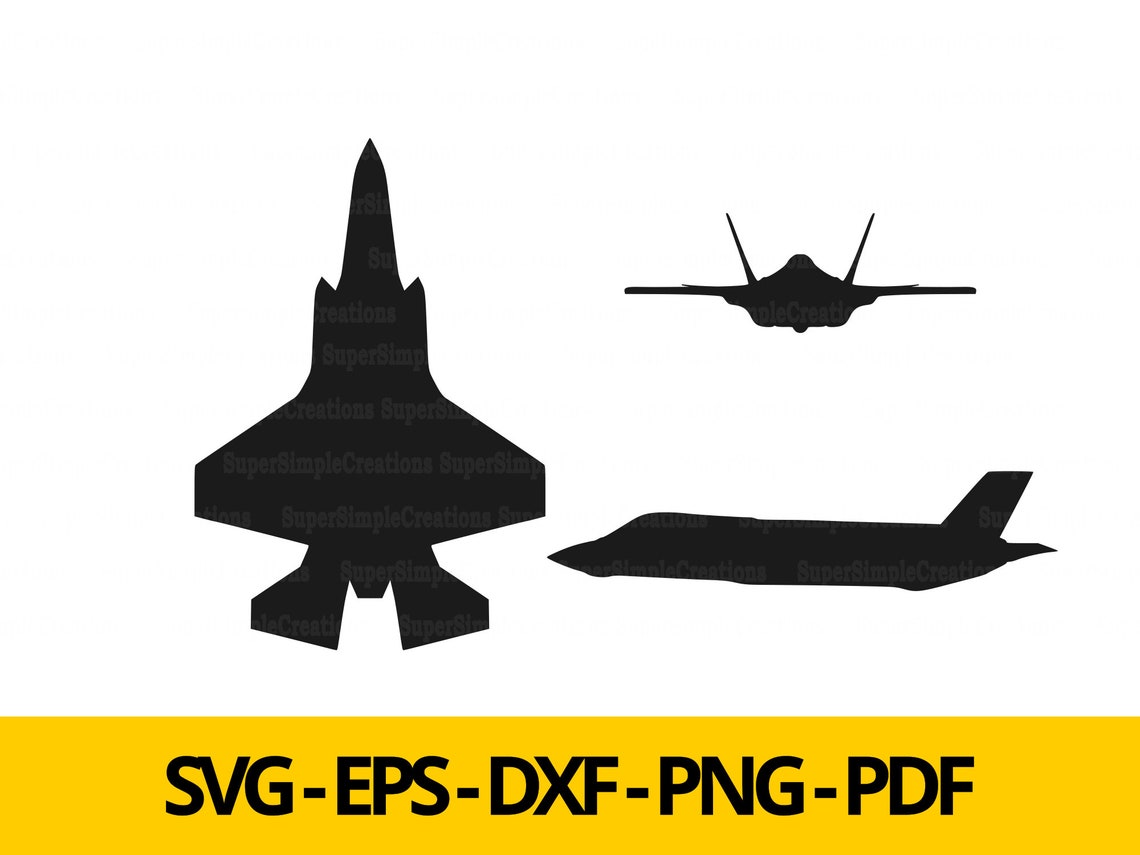 F-35 Lightning Fighter Jet Svg, Eps, Dxf and Png | Warbird Svg| Vector ...