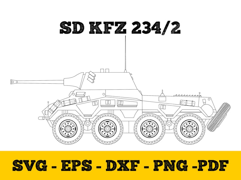 Sonder KFZ 234 I Tank Svg, Eps, Dxf, | War Vector Image | Clipart ...