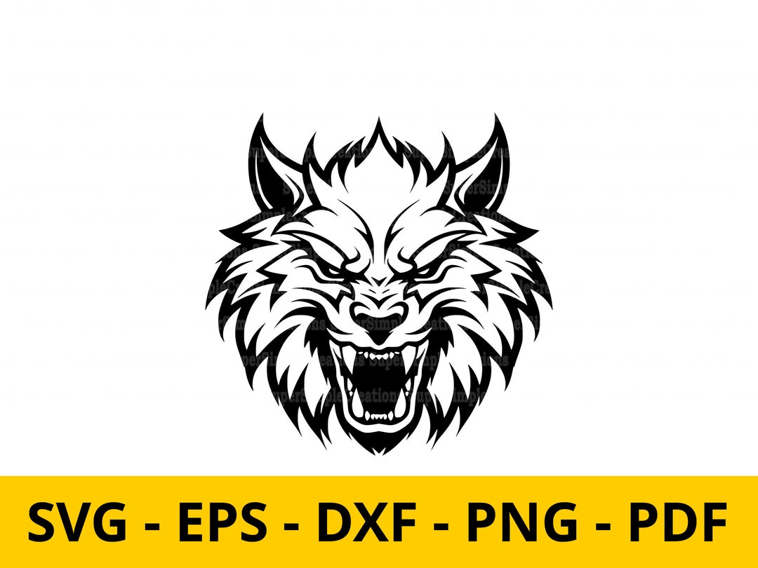 Angry Wolf Svg - Comercial Use Clipart Art Digital Download T-shirt ...