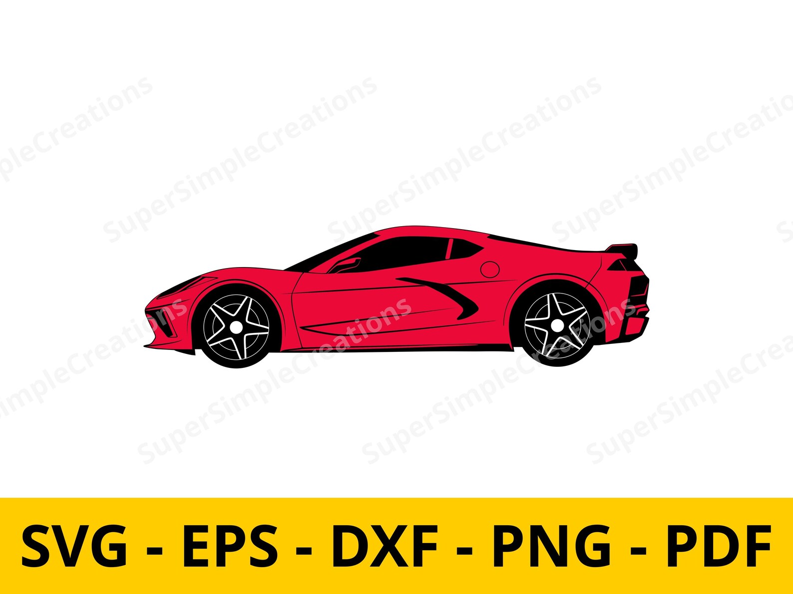 Corvette 2020 C8 Svg, Eps, Dxf Png | Digital | Vector Image | Clipart ...