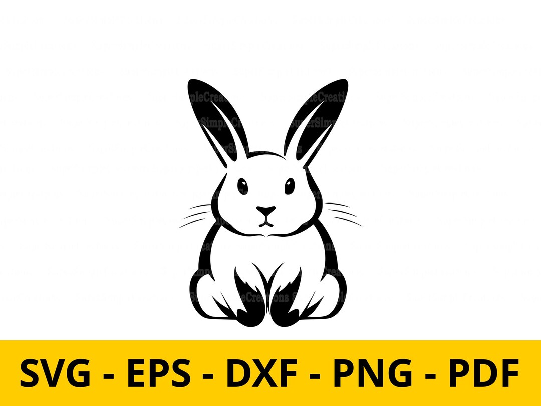 Bunny Vector - Rabbit Svg Comercial Use Clipart Art Digital Download T ...