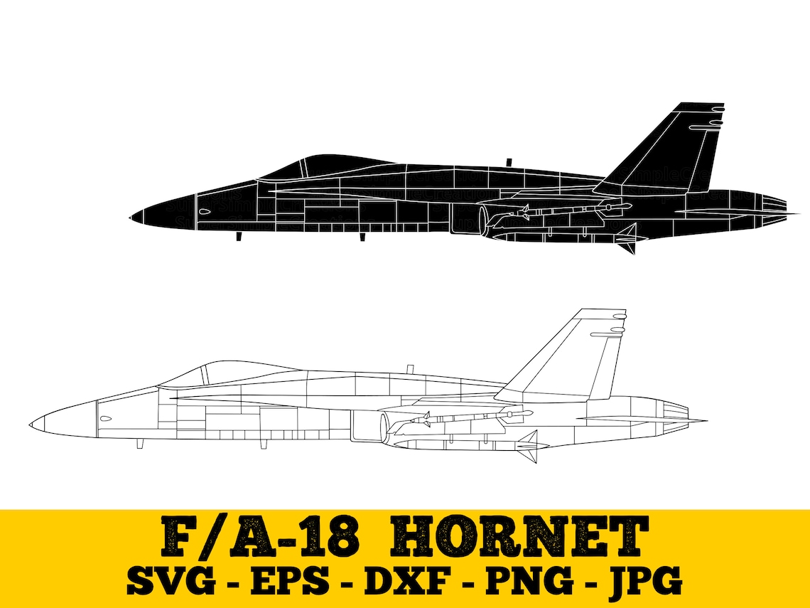 F/A-18 Hornet Svg, Eps, Dxf and Png |fighter Svg| Combat Plane| T1 Van ...
