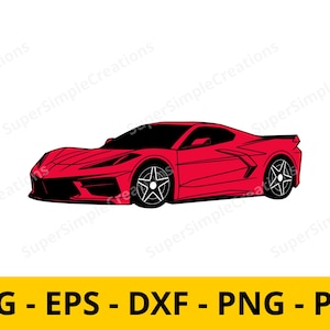 Corvette 2020 C8 Svg, Eps, Dxf Png | Digital | Vector Image | Clipart ...