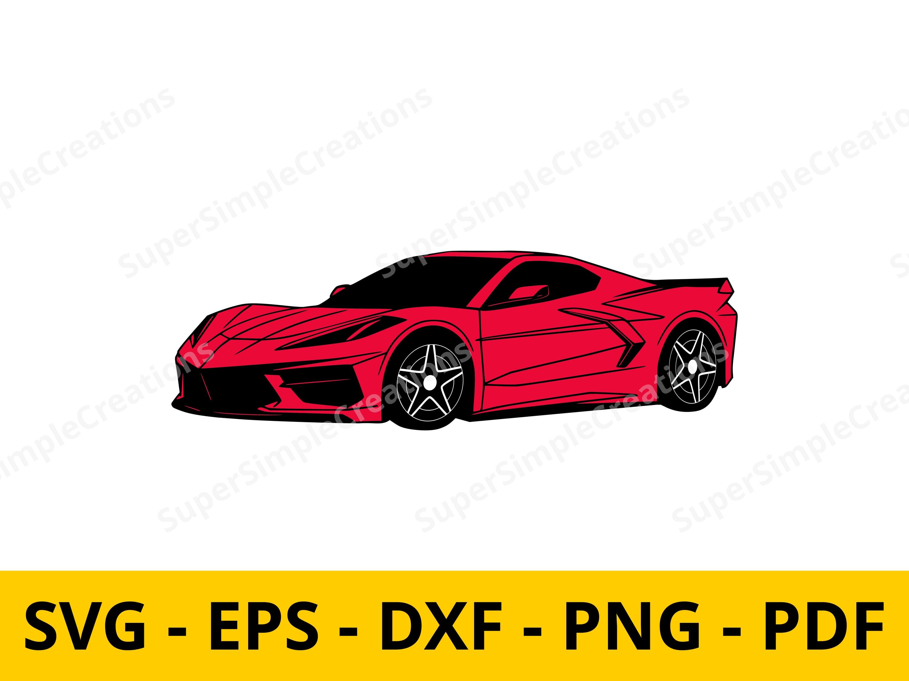 Corvette 2020 C8 Svg, Eps, Dxf Png | Digital | Vector Image | Clipart ...