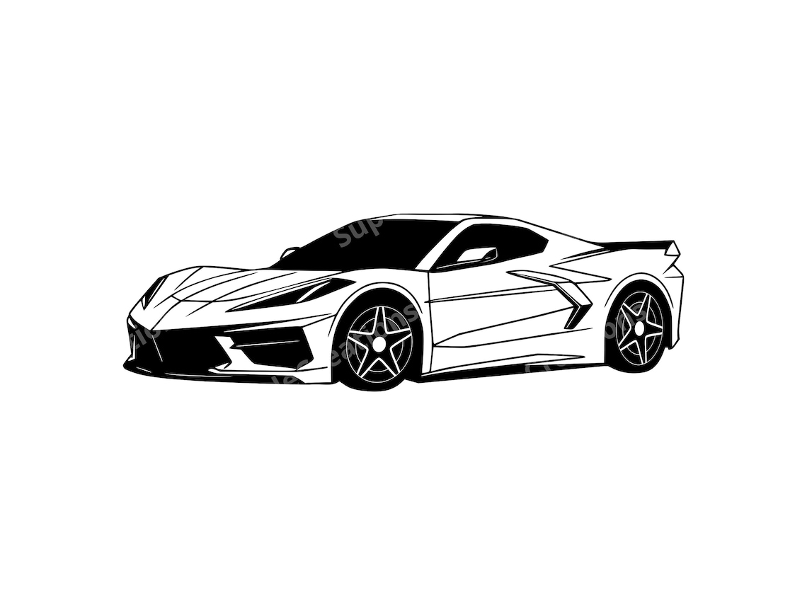 Corvette 2020 C8 Svg, Eps, Dxf and Png | Digital | Vector Image ...