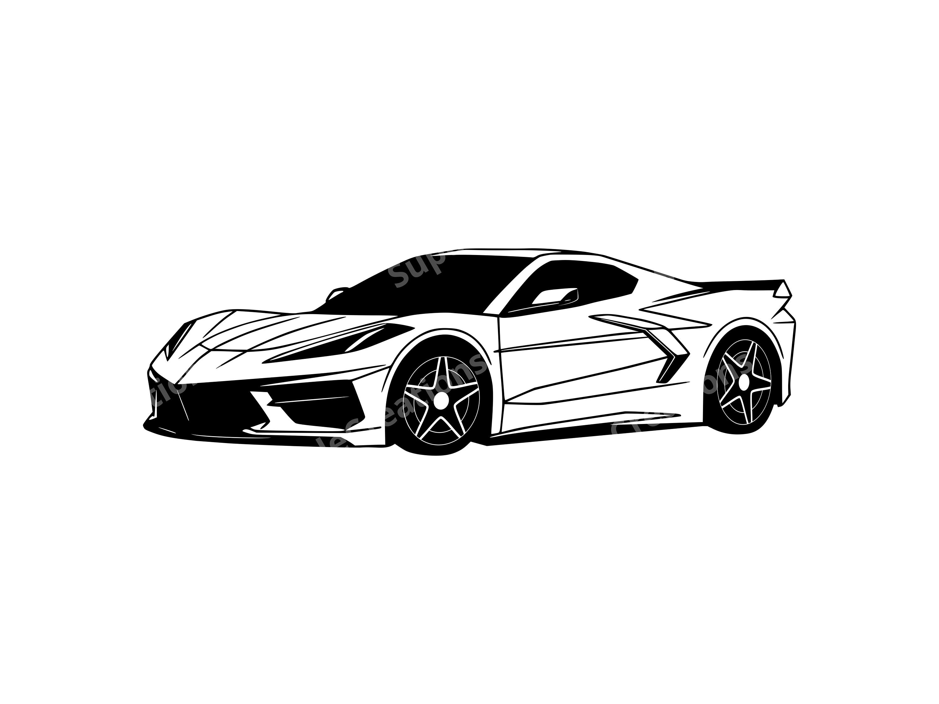Corvette 2020 C8 Svg, Eps, Dxf and Png | Digital | Vector Image ...