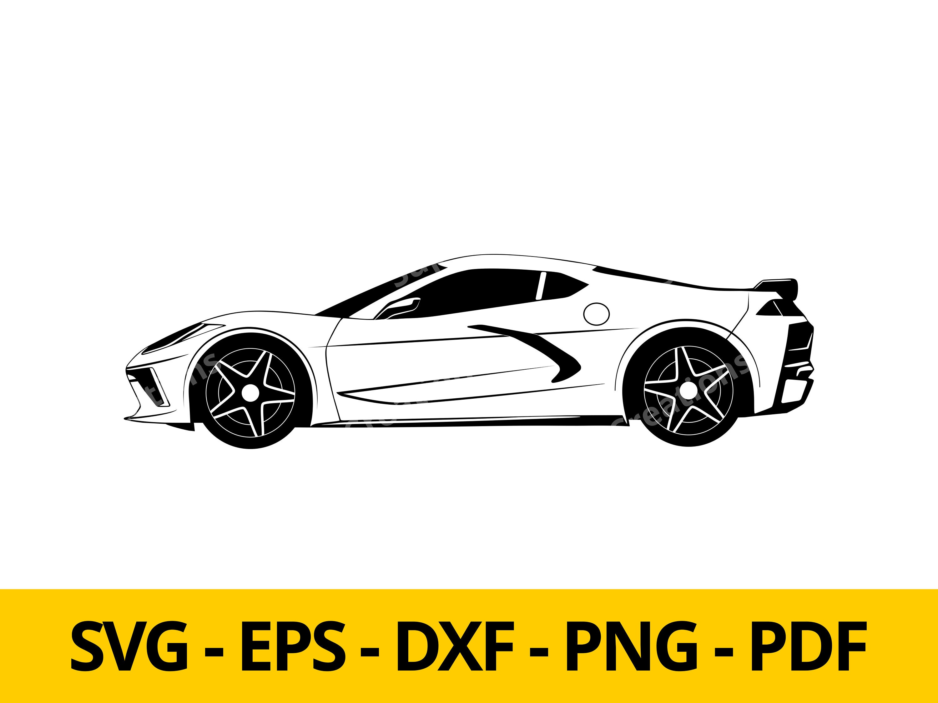 Corvette 2020 C8 Svg, Eps, Dxf and Png | Digital | Vector Image ...