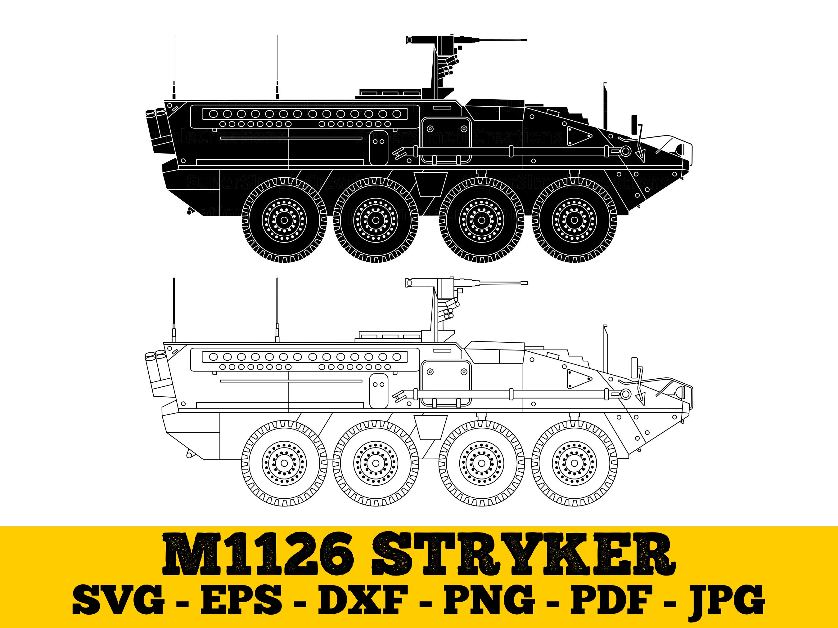 M1126 STRYKER Svg, Eps, Dxf, Png, Jpg. Stryker| Armor Vehicle Svg ...