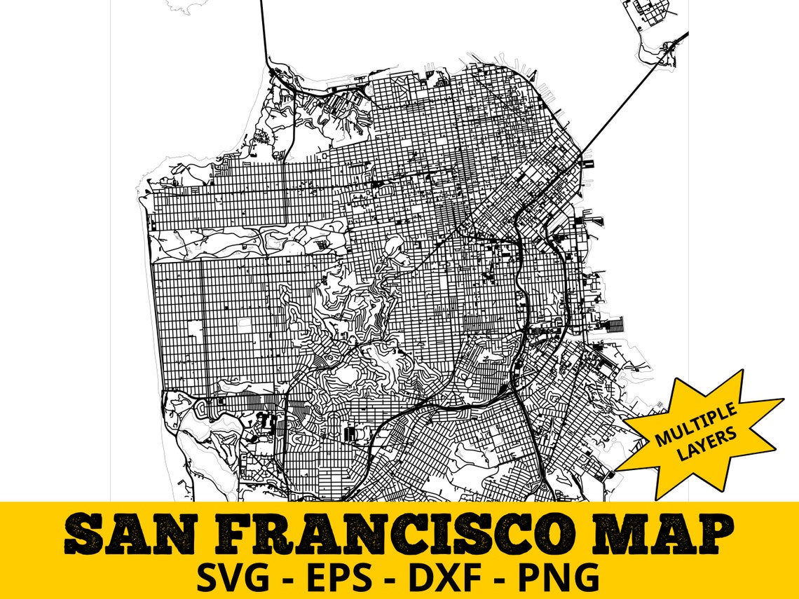 San Francisco Map Svg, Multiple Layers Map | San Francisco Map for ...