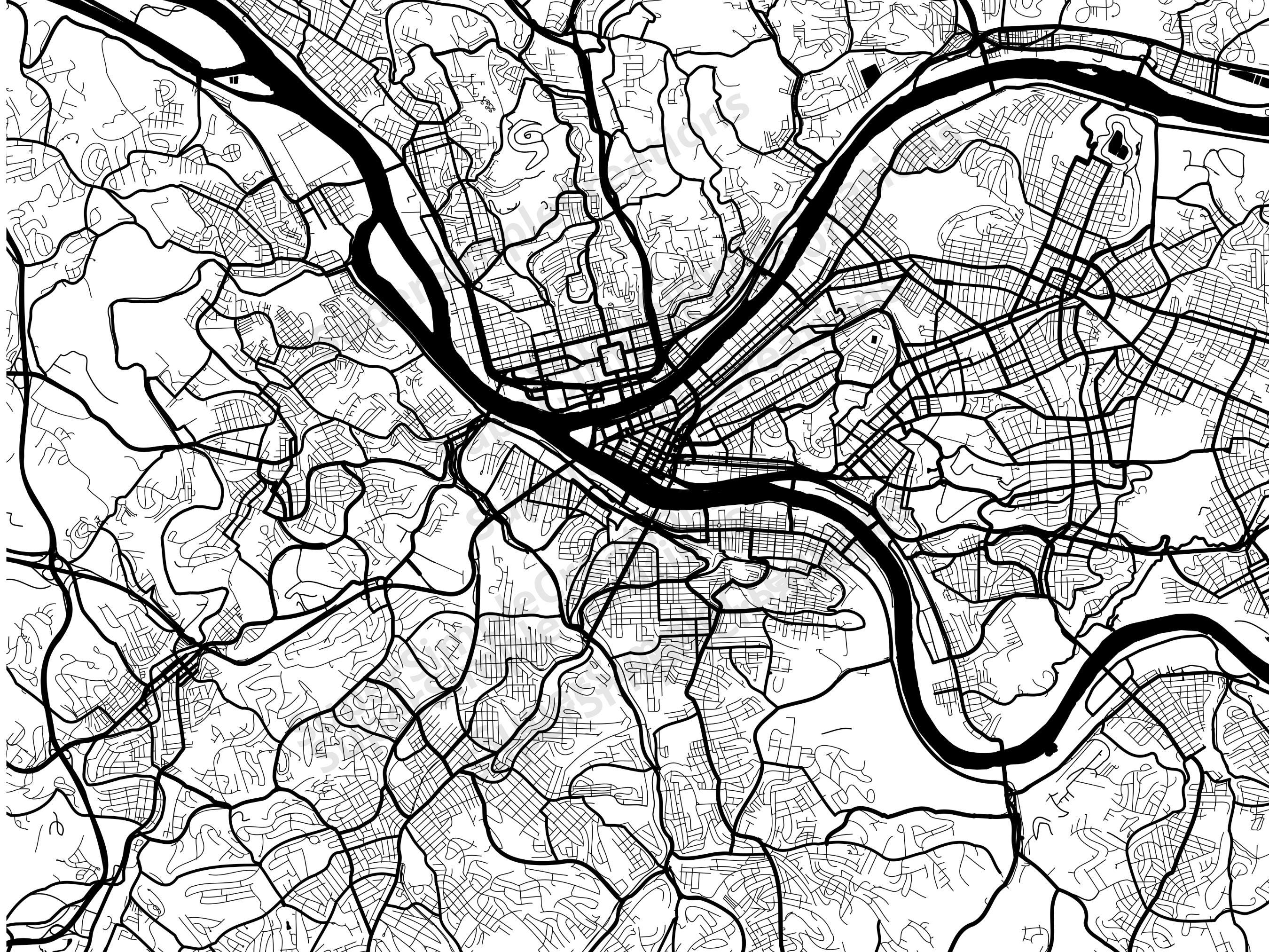 Pittsburgh Map, Multiple Layers Map | Detailed Pittsburgh Map for Laser ...