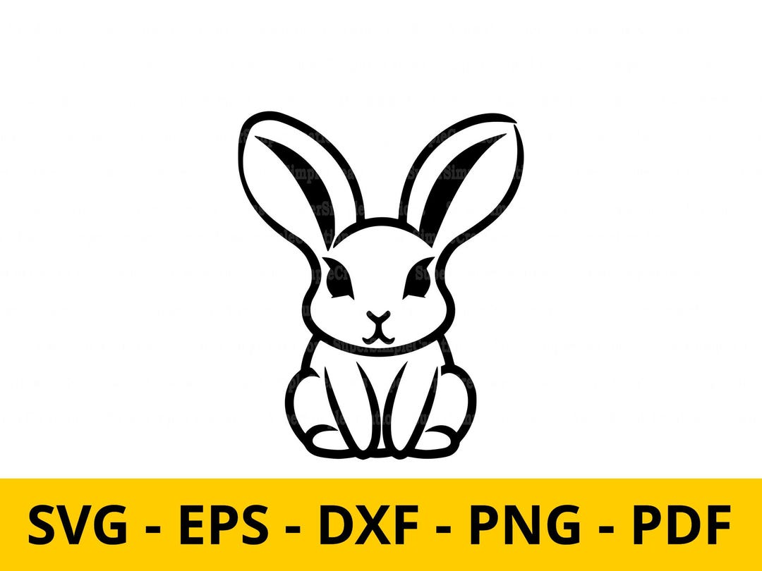 Bunny Vector - Rabbit Svg Comercial Use Clipart Art Digital Download T ...