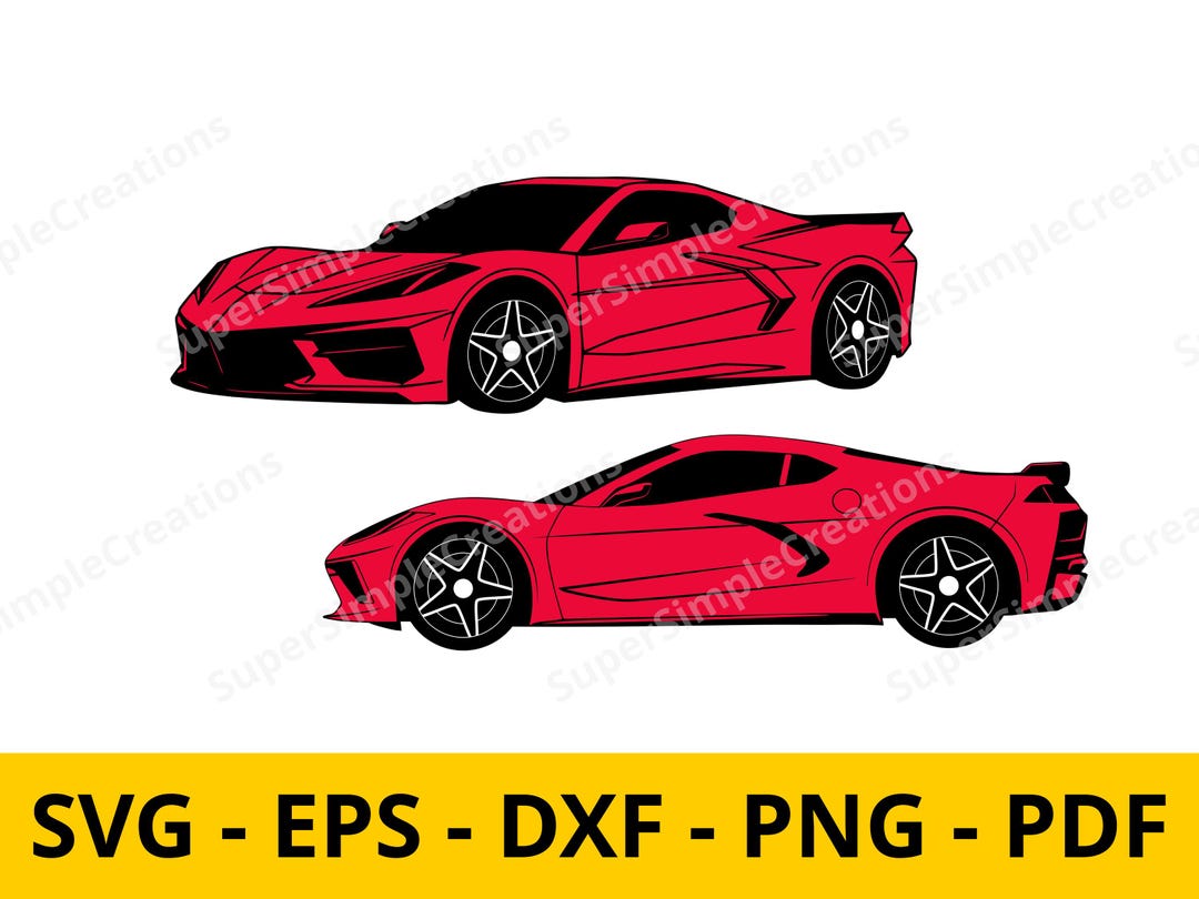 Corvette 2020 C8 Svg, Eps, Dxf Png | Digital | Vector Image | Clipart ...