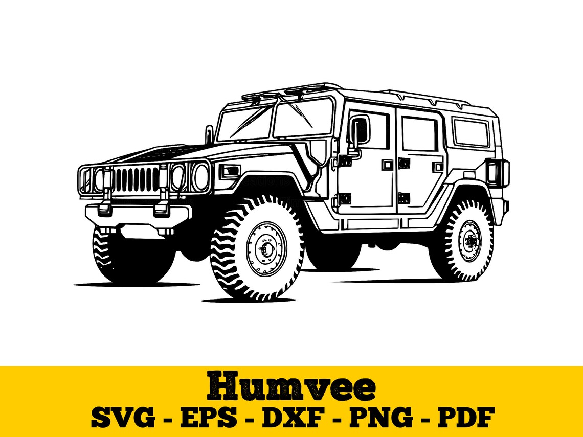 Humvee Vehicle Svg, Eps, Dxf and Png | Combat | Vector Image | Clipart ...