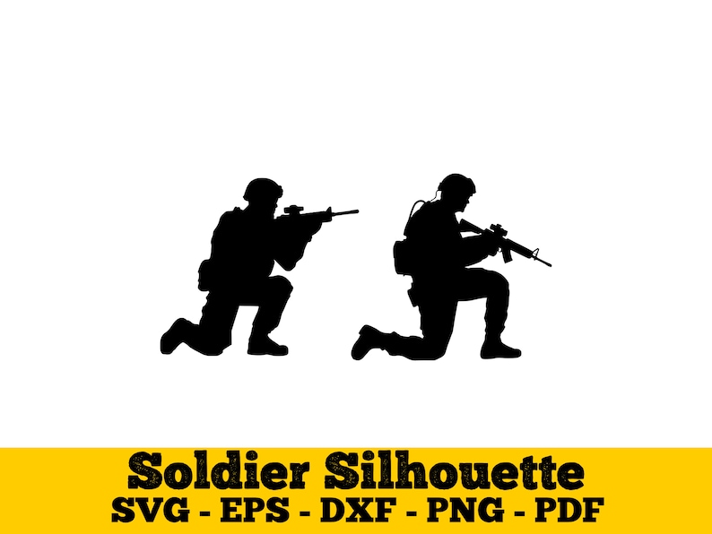 Soldier Silhouette Svg, Eps, Dxf and Png | Military Man Svg| Vector ...