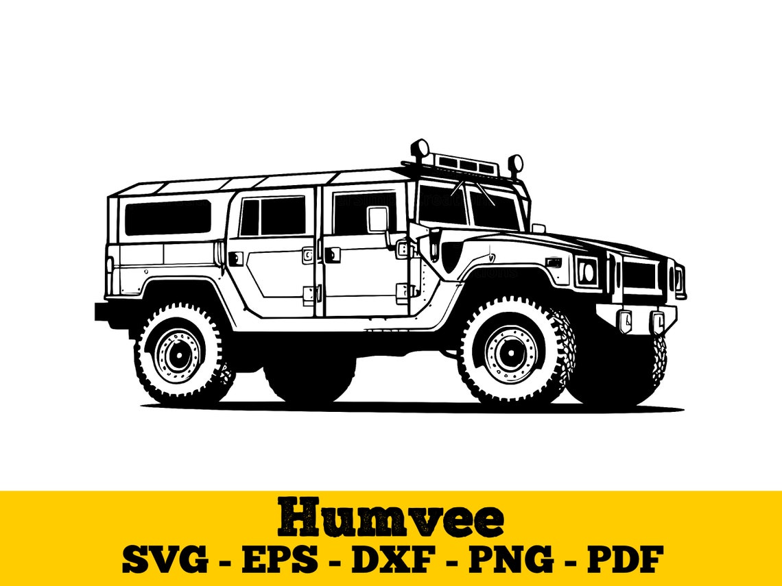 Humvee Vehicle Svg, Eps, Dxf and Png Combat Vector Image Clipart Plane ...