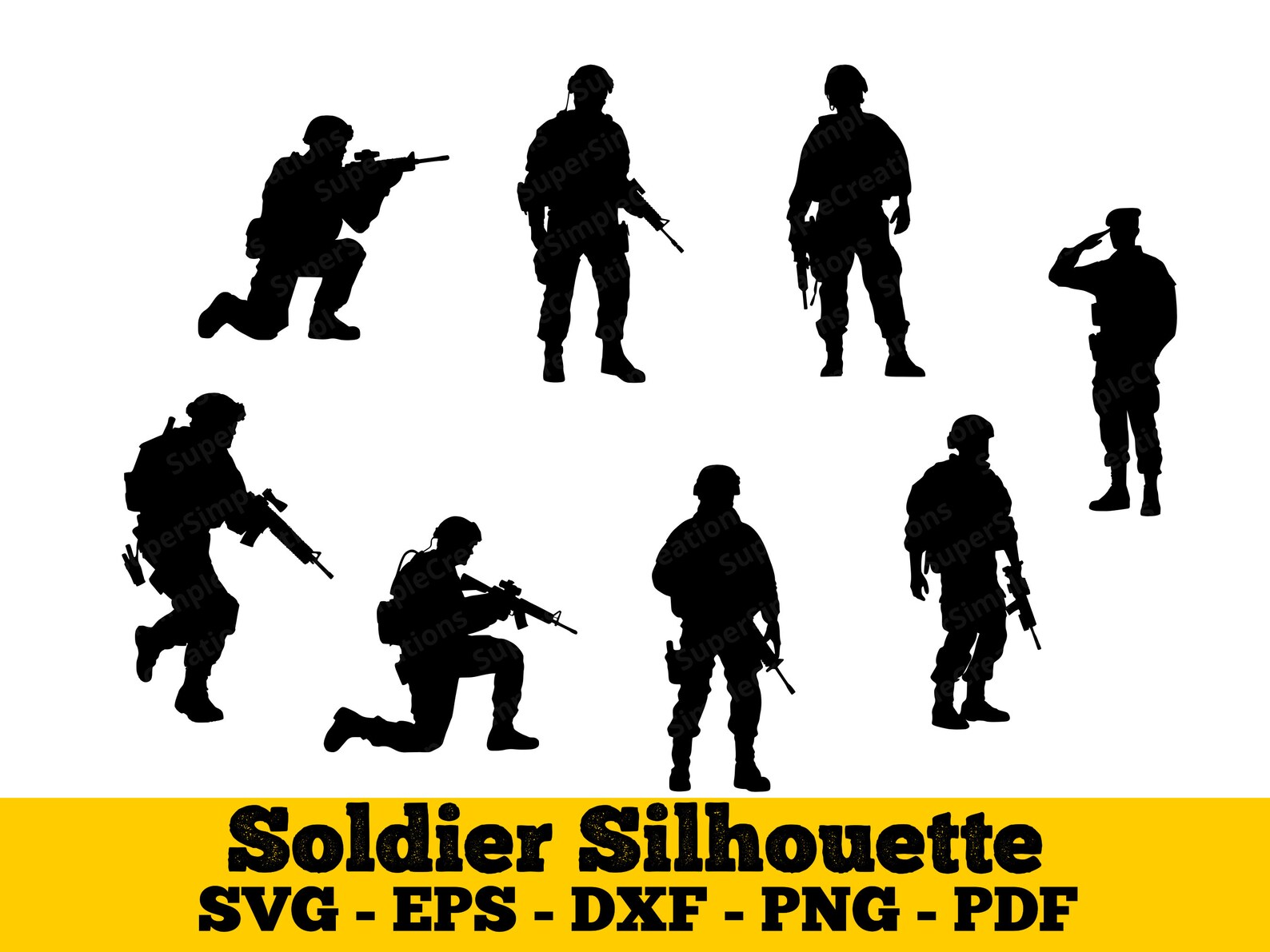 Soldier Silhouette Svg, Eps, Dxf and Png | Military Man Svg| Vector ...