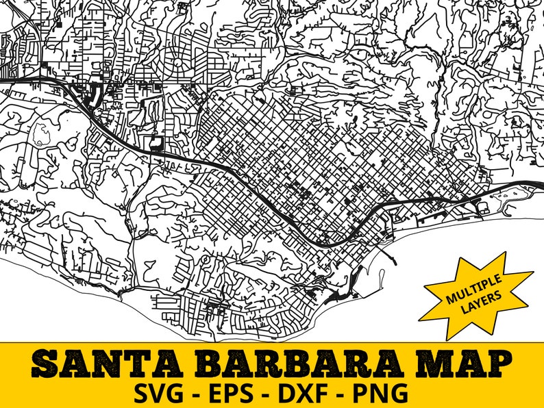 Santa Barbara Map Svg, Multiple Layers Map | Santa Barbara Map for ...