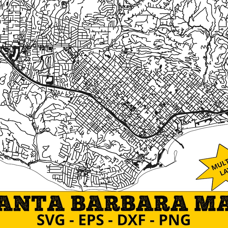 Santa Barbara Map - Etsy