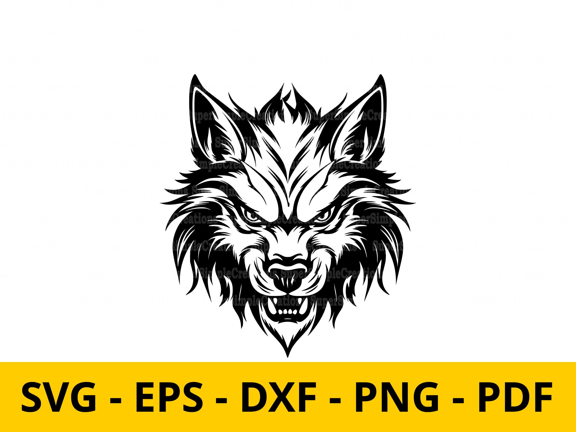 Angry Wolf Svg - Comercial Use Clipart Art Digital Download T-shirt ...
